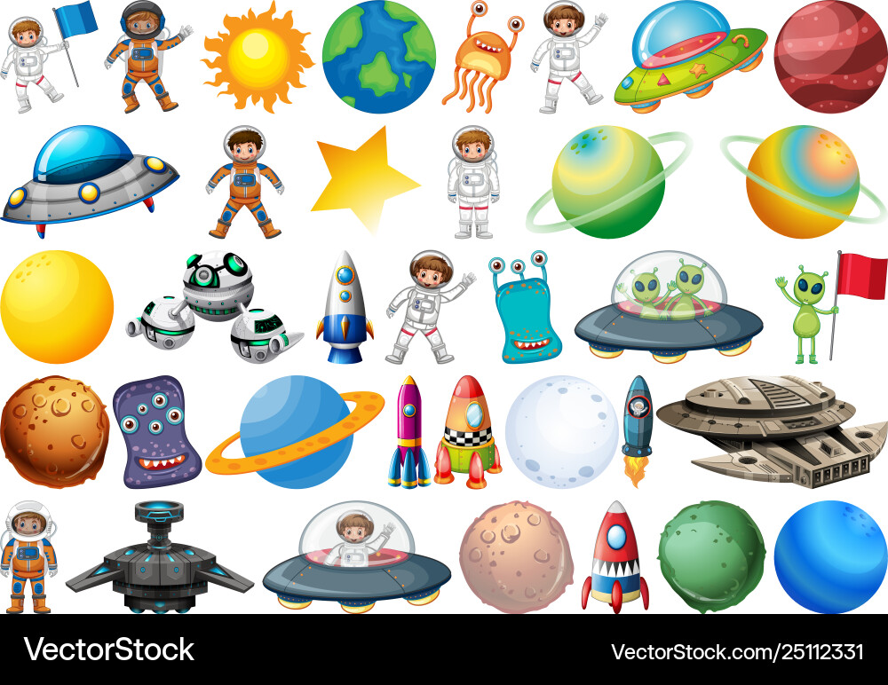 Set space element Royalty Free Vector Image - VectorStock
