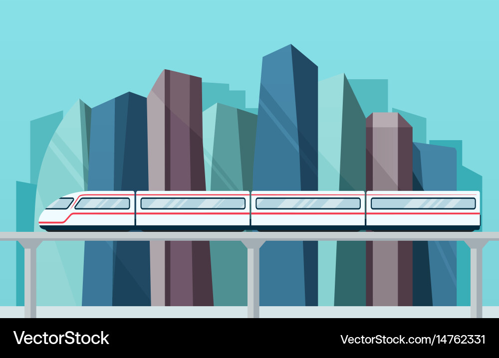 Skytrain subway on backdrop city Royalty Free Vector Image