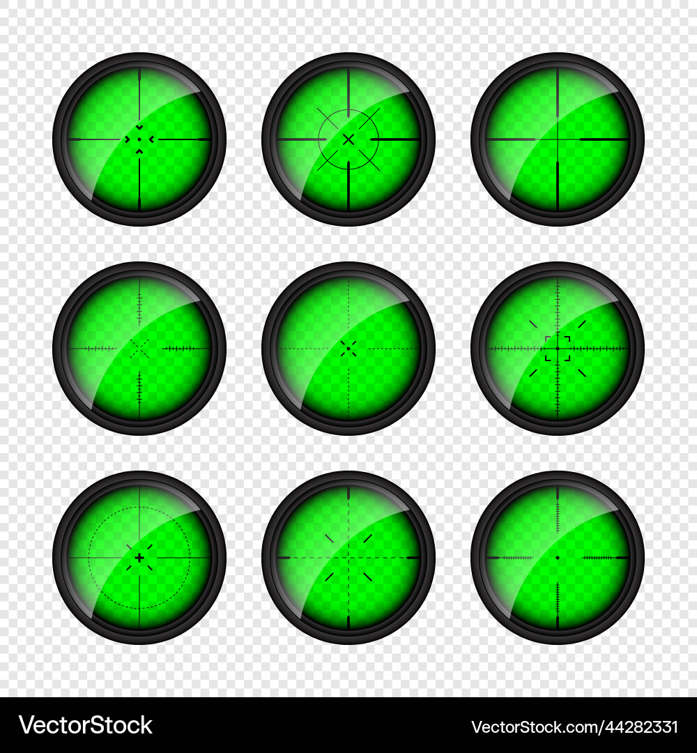 Various weapon night sights sniper rifle optical Vector Image