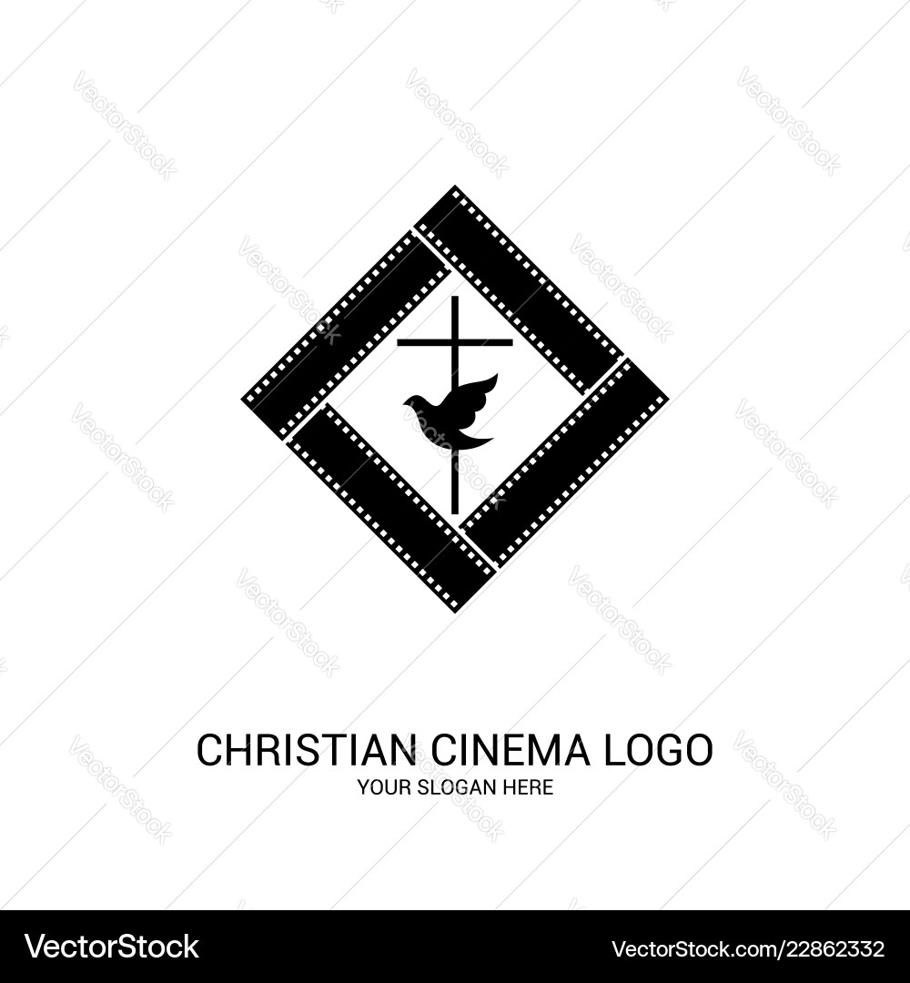 Christian cinema logo Royalty Free Vector Image