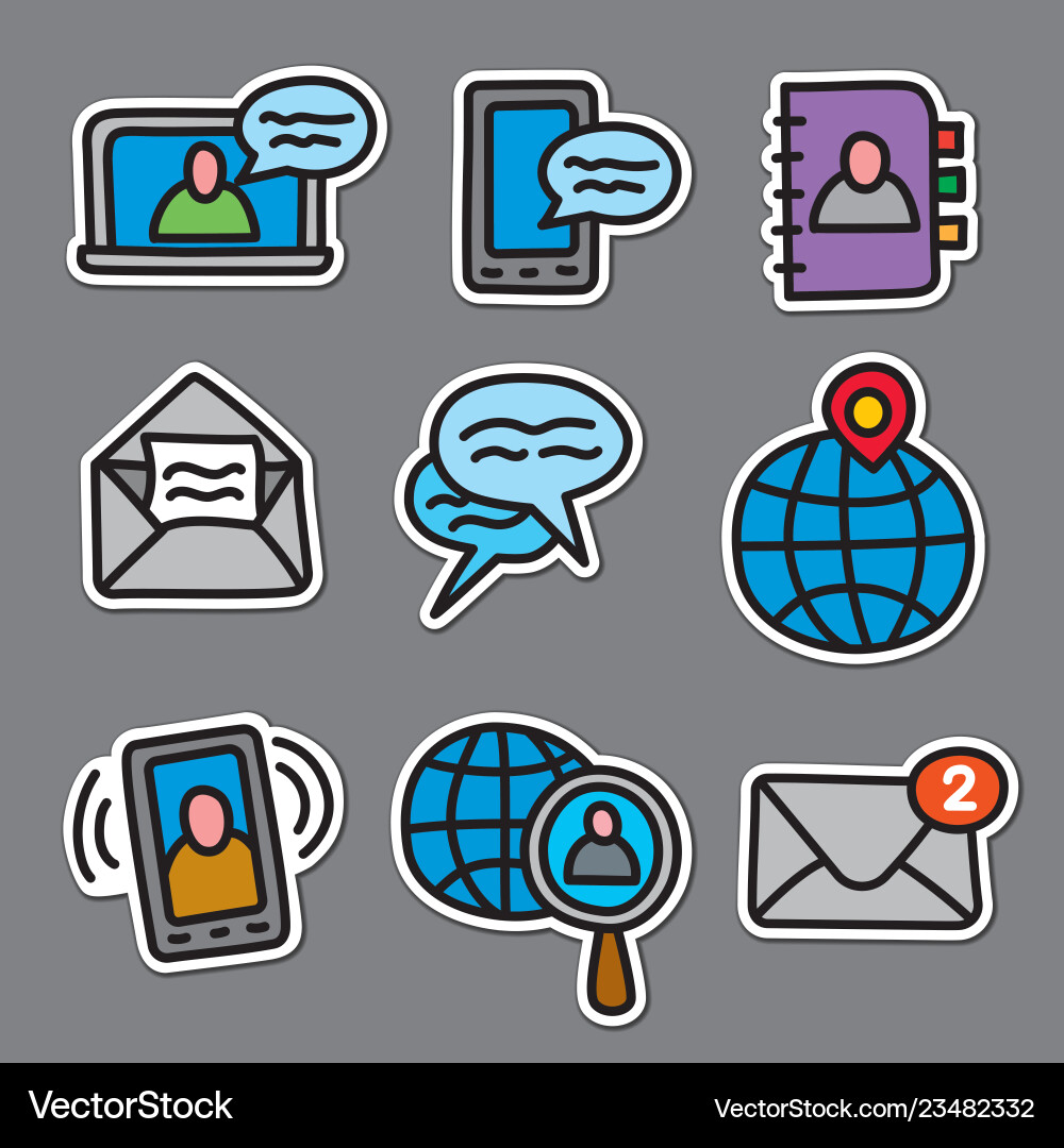 Communication stickers for web Royalty Free Vector Image