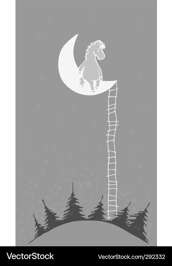 Cute Pony on a Starlit Moon Royalty Free Vector Image