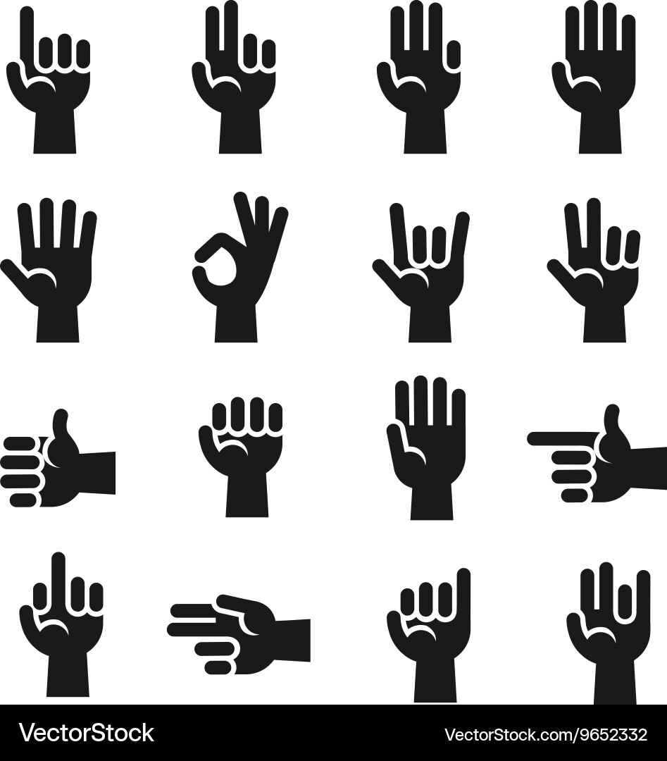 Hand Gestures & Signals Icon Set Royalty Free Vector