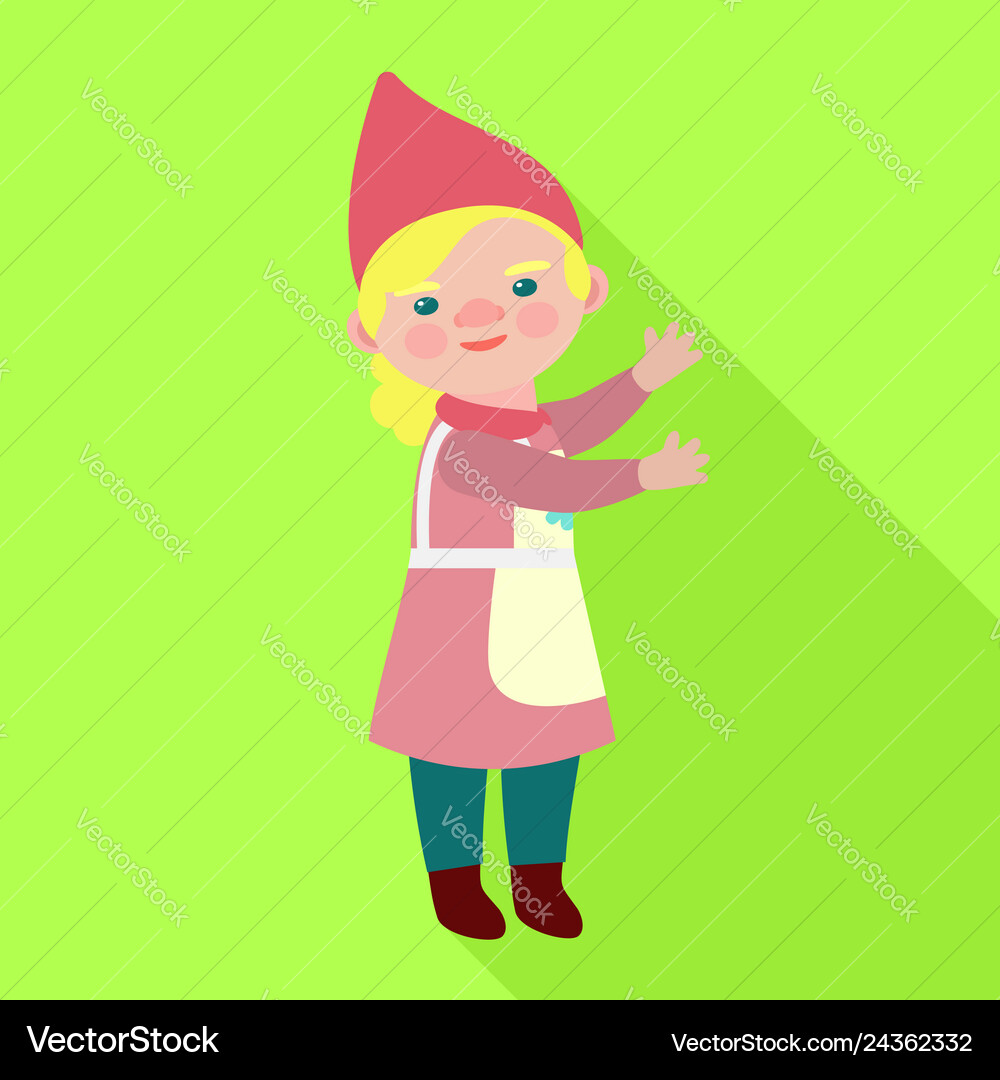 Happy woman dwarf icon flat style Royalty Free Vector Image