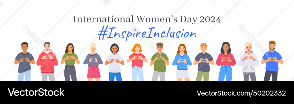 Inspire inclusion pose international womens day Vector Image