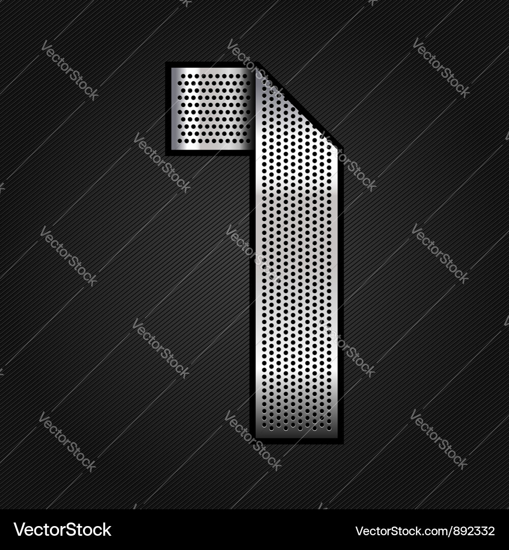 Metallic Chrome Number One Ribbon Royalty Free Vector Image