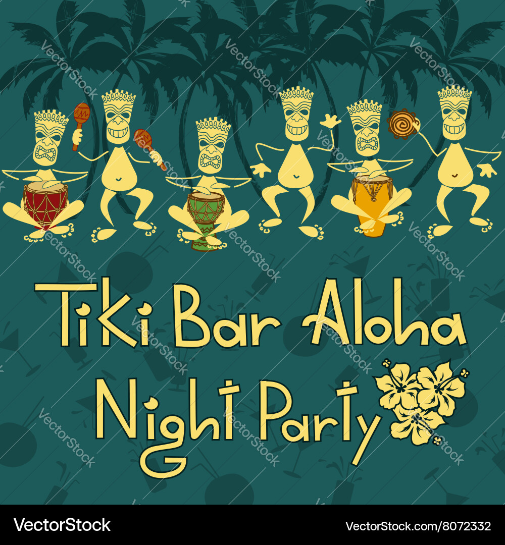 Tiki Bar Night Party Invitation Royalty Free Vector Image