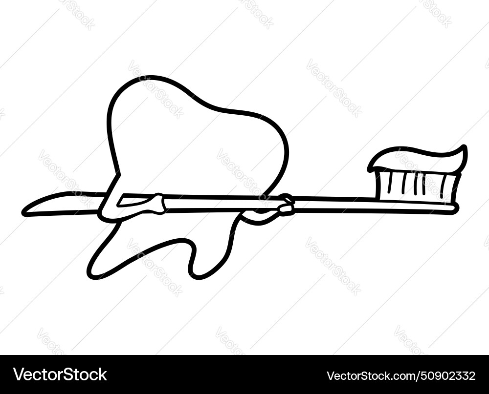 Tooth icon with toothbrush Royalty Free Vector Image
