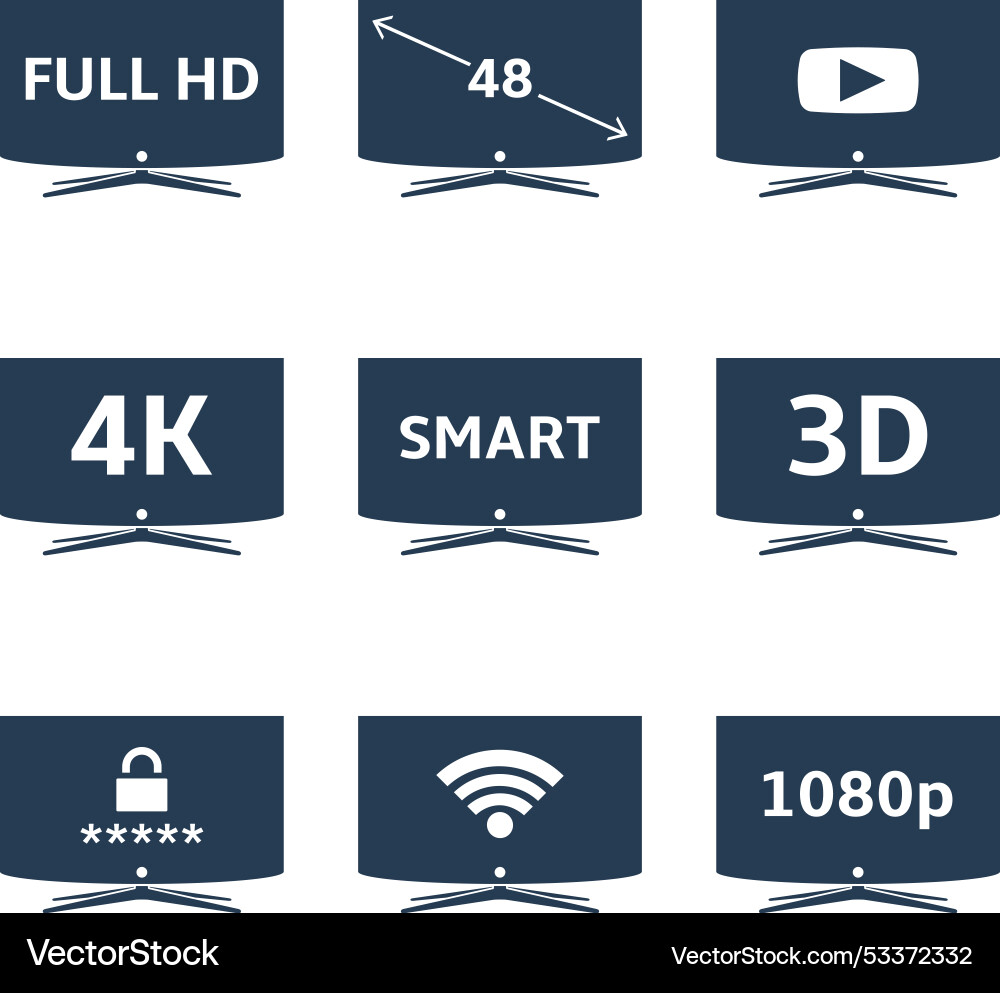 Tv icons set Royalty Free Vector Image - VectorStock