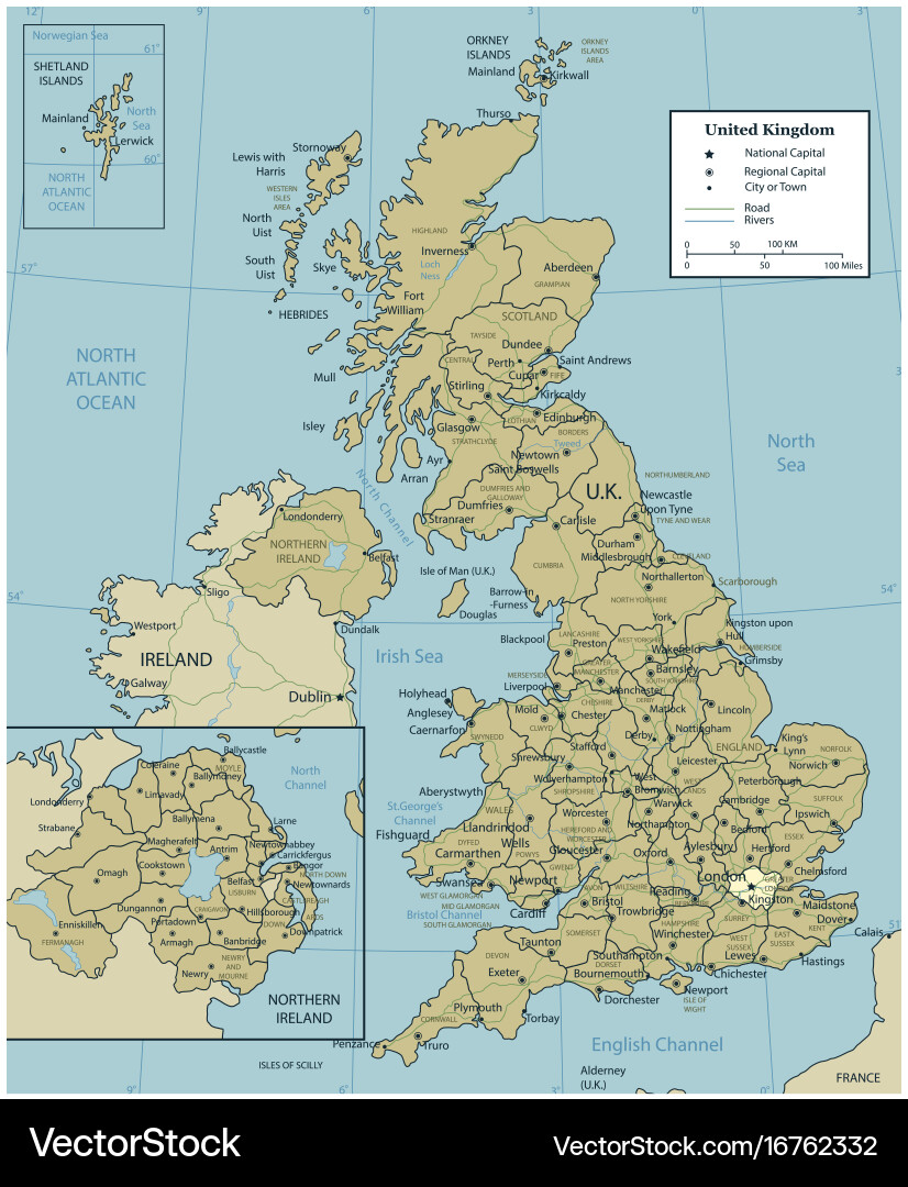 United kingdom map with selectable territories Vector Image