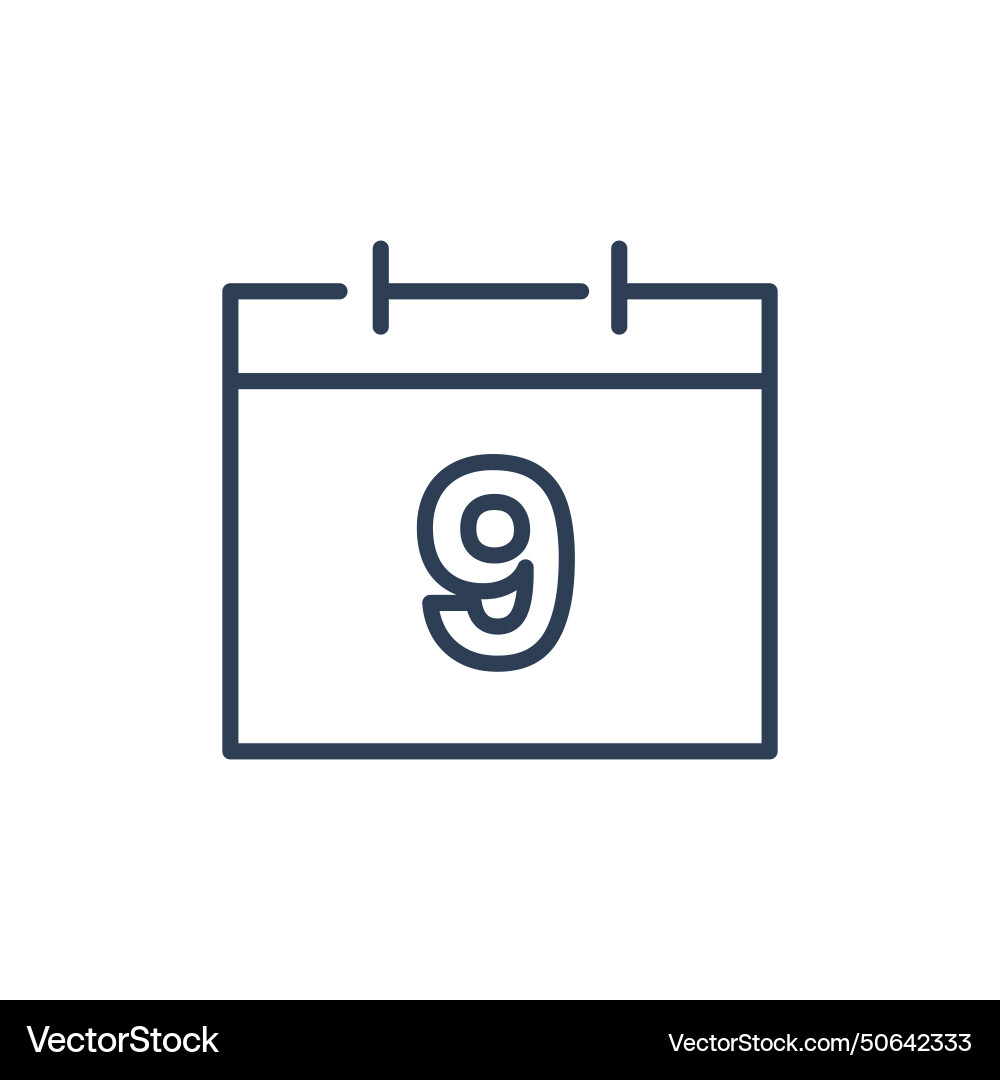 9 calendar icon date for appointment line Vector Image
