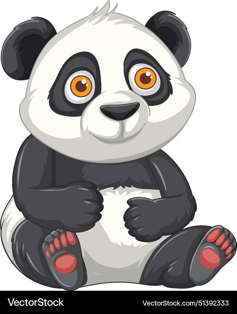 Adorable panda with big eyes sitting down Vector Image