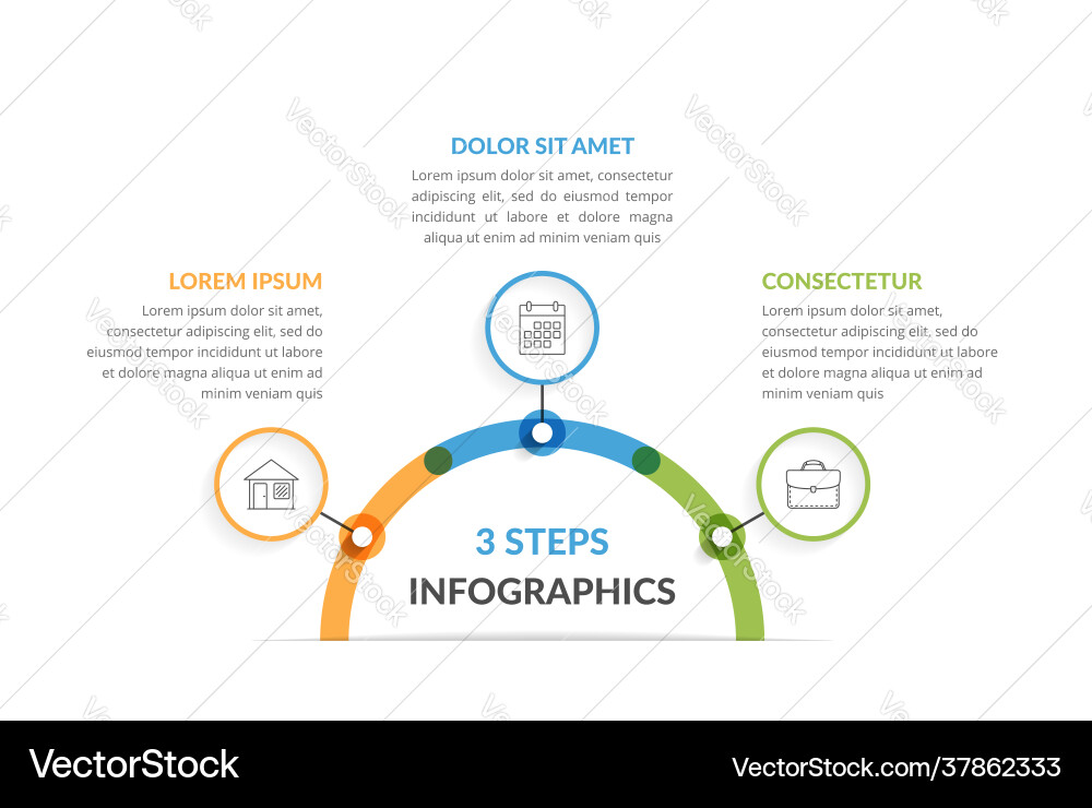 Infographic template with three elements Vector Image