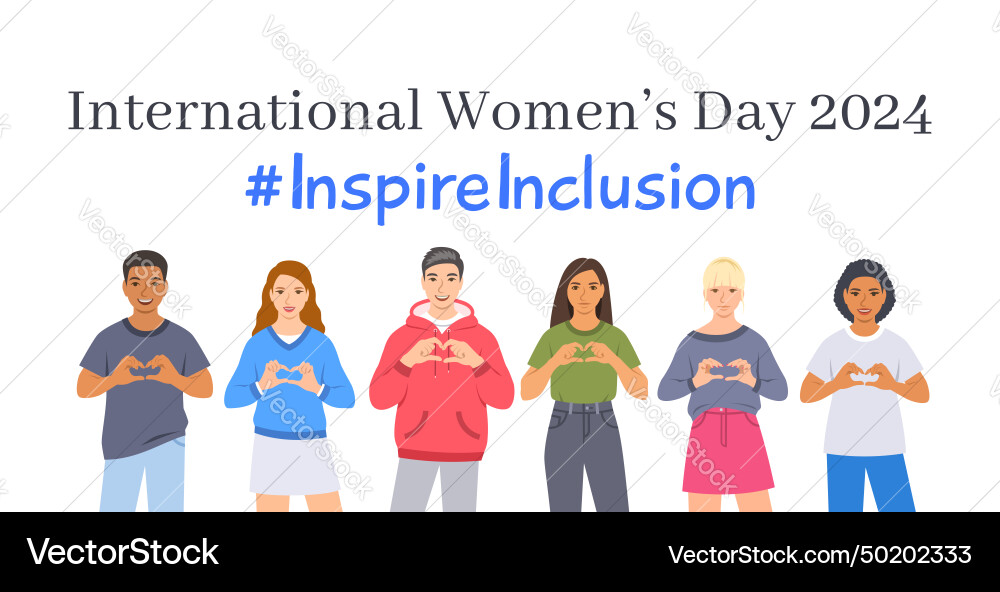 Inspire inclusion pose international womens day Vector Image