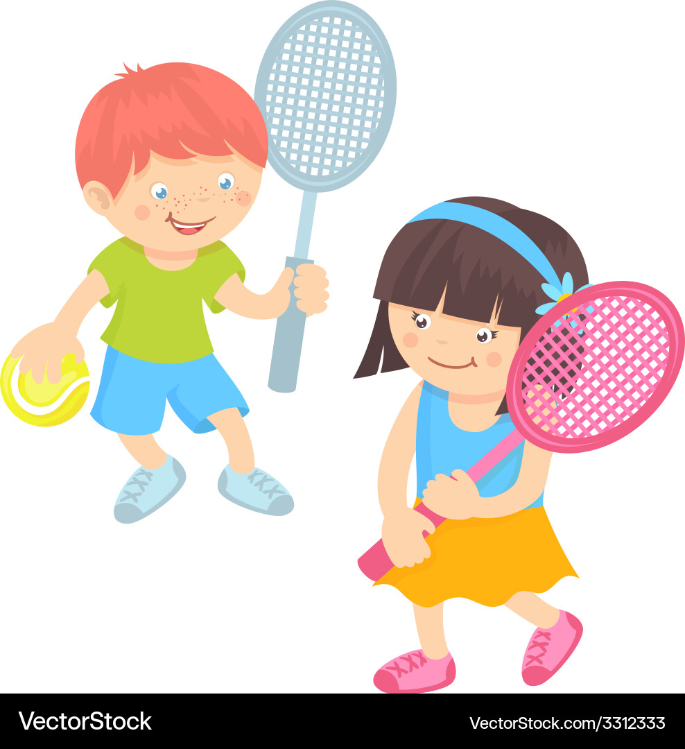 Kids playing tennis Royalty Free Vector Image - VectorStock
