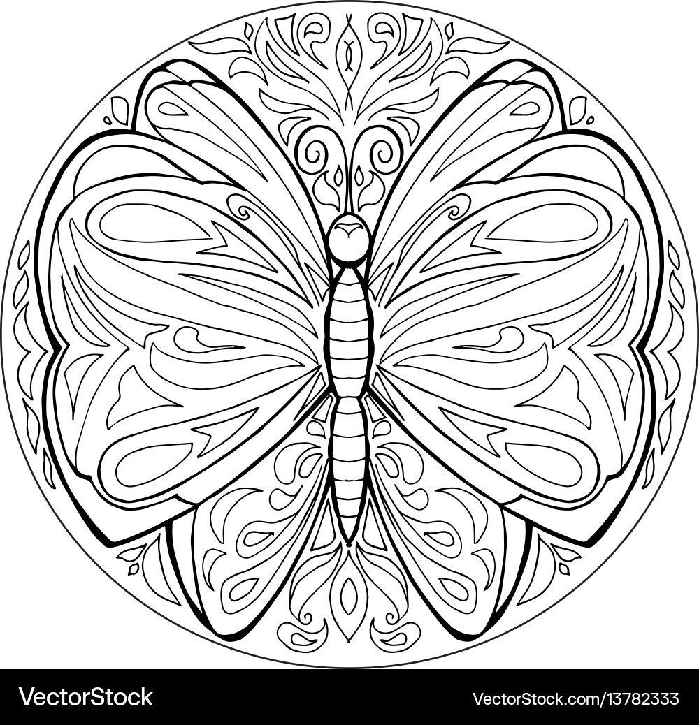Mandala butterfly Royalty Free Vector Image - VectorStock