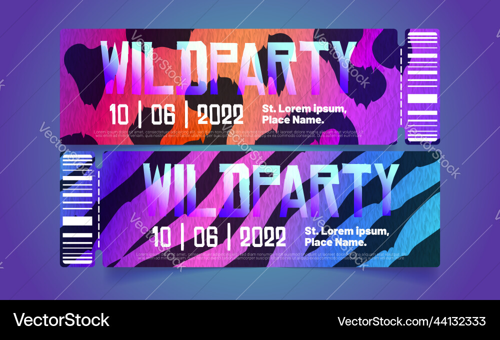 Night club party ticket templates set Royalty Free Vector
