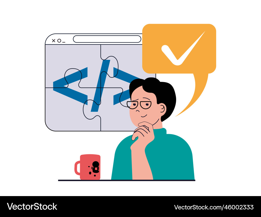 Programming software concept with character Vector Image