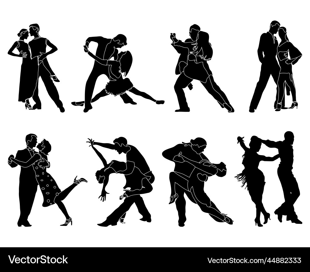 Silhouettes of tango players Royalty Free Vector Image
