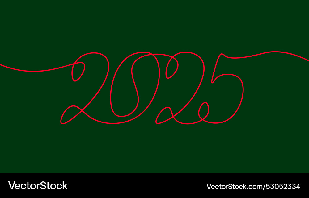 2025 new year single continuous line art holiday Vector Image