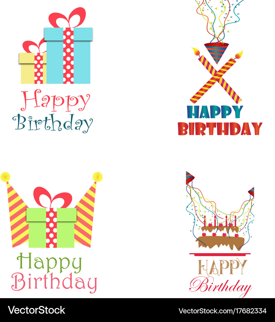 Birthday logo design collection Royalty Free Vector Image