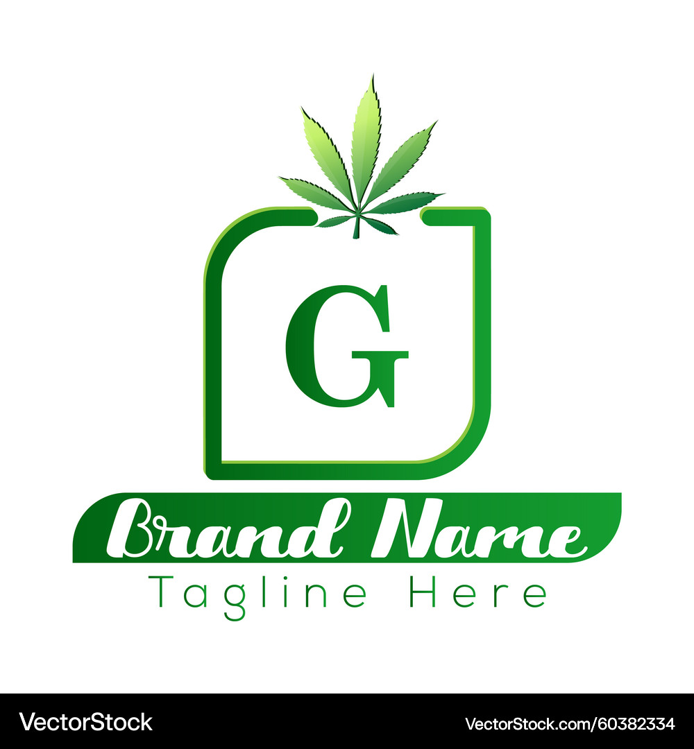 Cannabis Leaf Logo with Letter G – Royalty-Free Vector | VectorStock