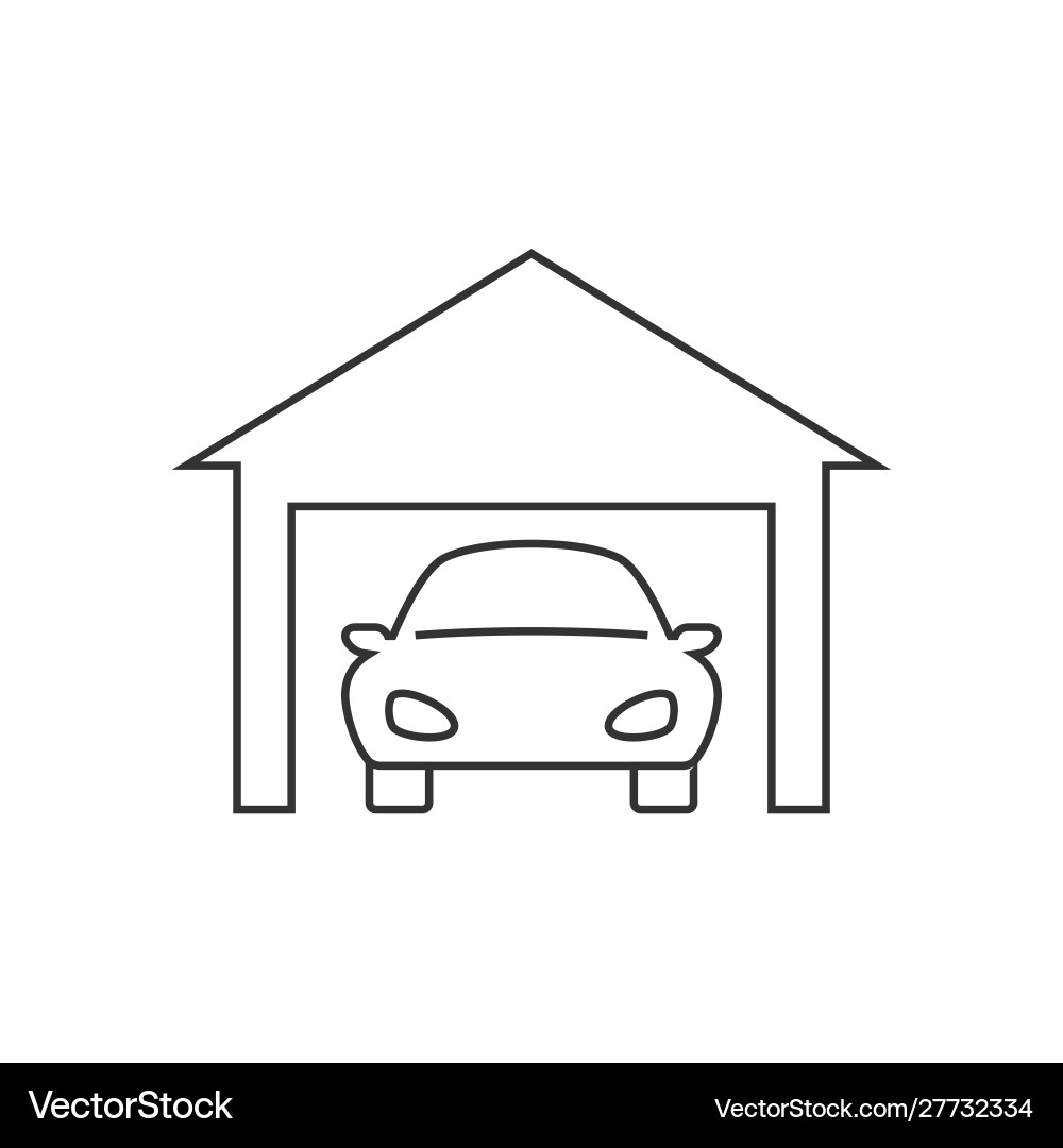 Car in garage line icon on white background Vector Image