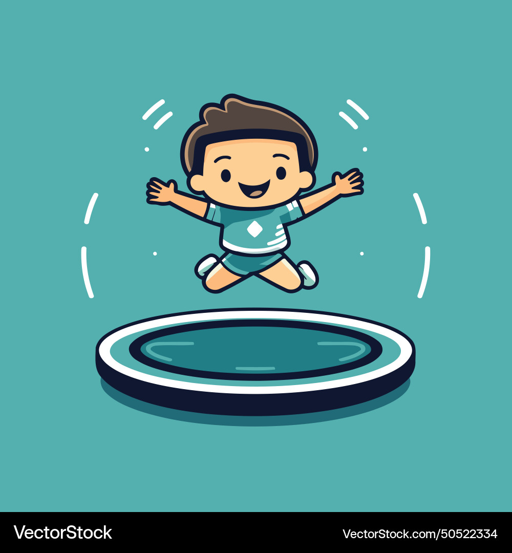 Cute little boy jumping over a pool cartoon Vector Image