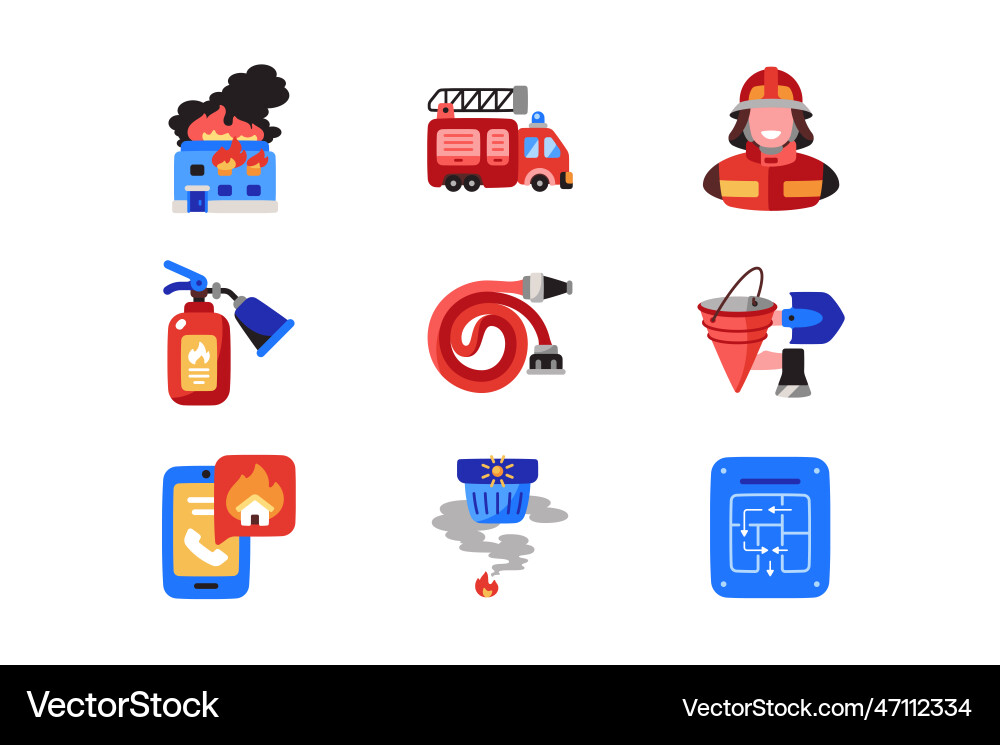 Fire Safety Icon Set - Emergency Royalty Free Vector Image