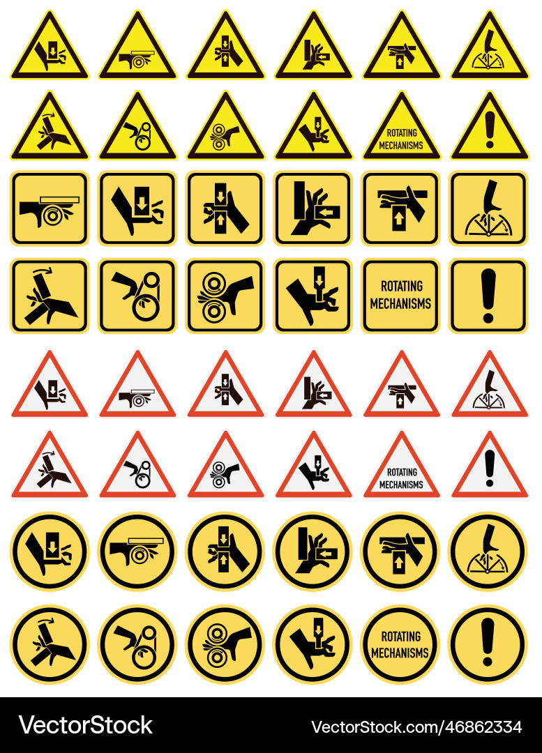 Hand entrapment hazard signs tightening warn Vector Image