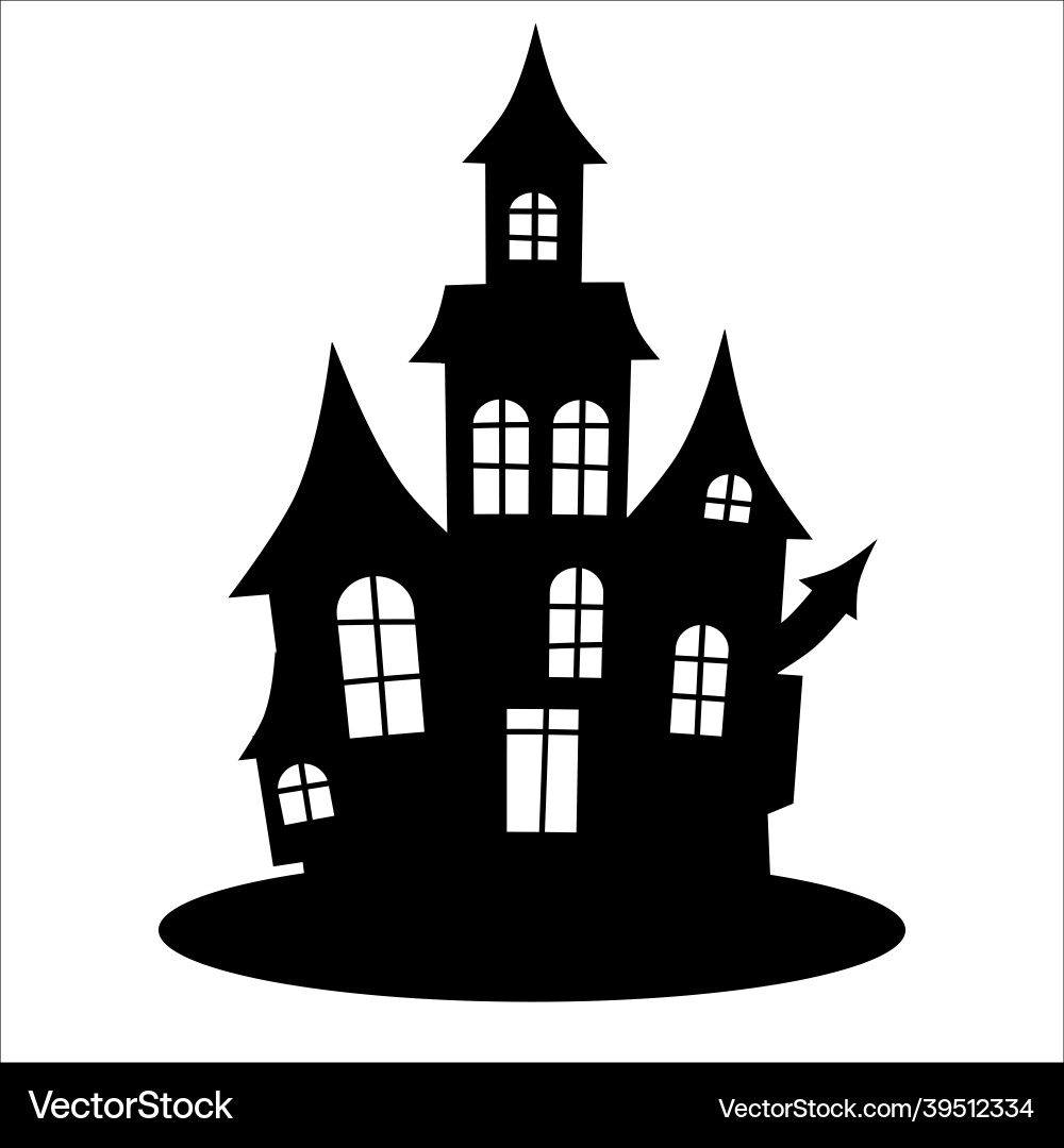 Haunted house silhouette halloween Royalty Free Vector Image