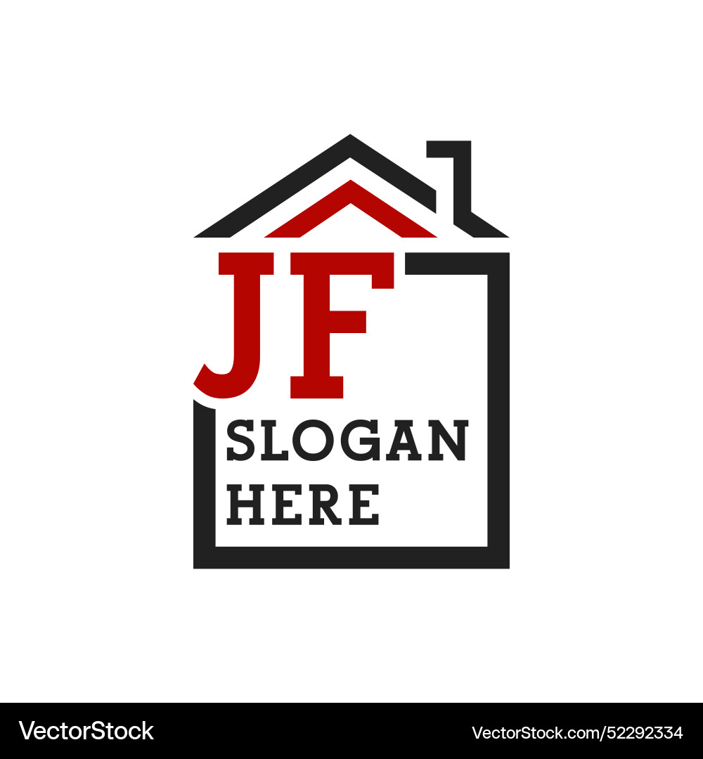 Initial jf house logo for roofing letter real Vector Image