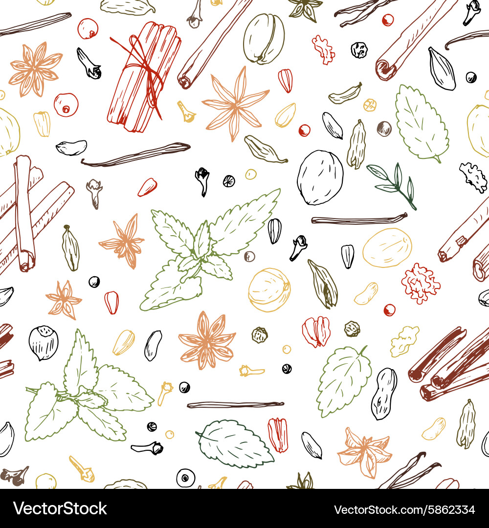 Seamless pattern with spices Royalty Free Vector Image