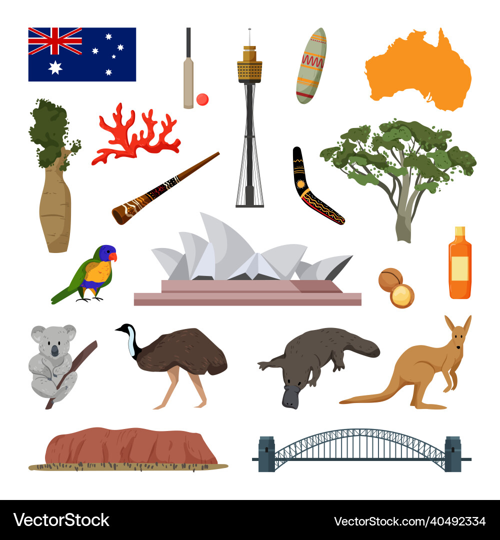 Set of australian associative Royalty Free Vector Image