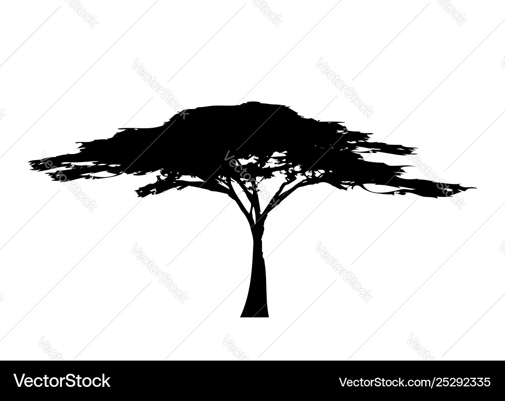African tropical tree logo icon black and white Vector Image