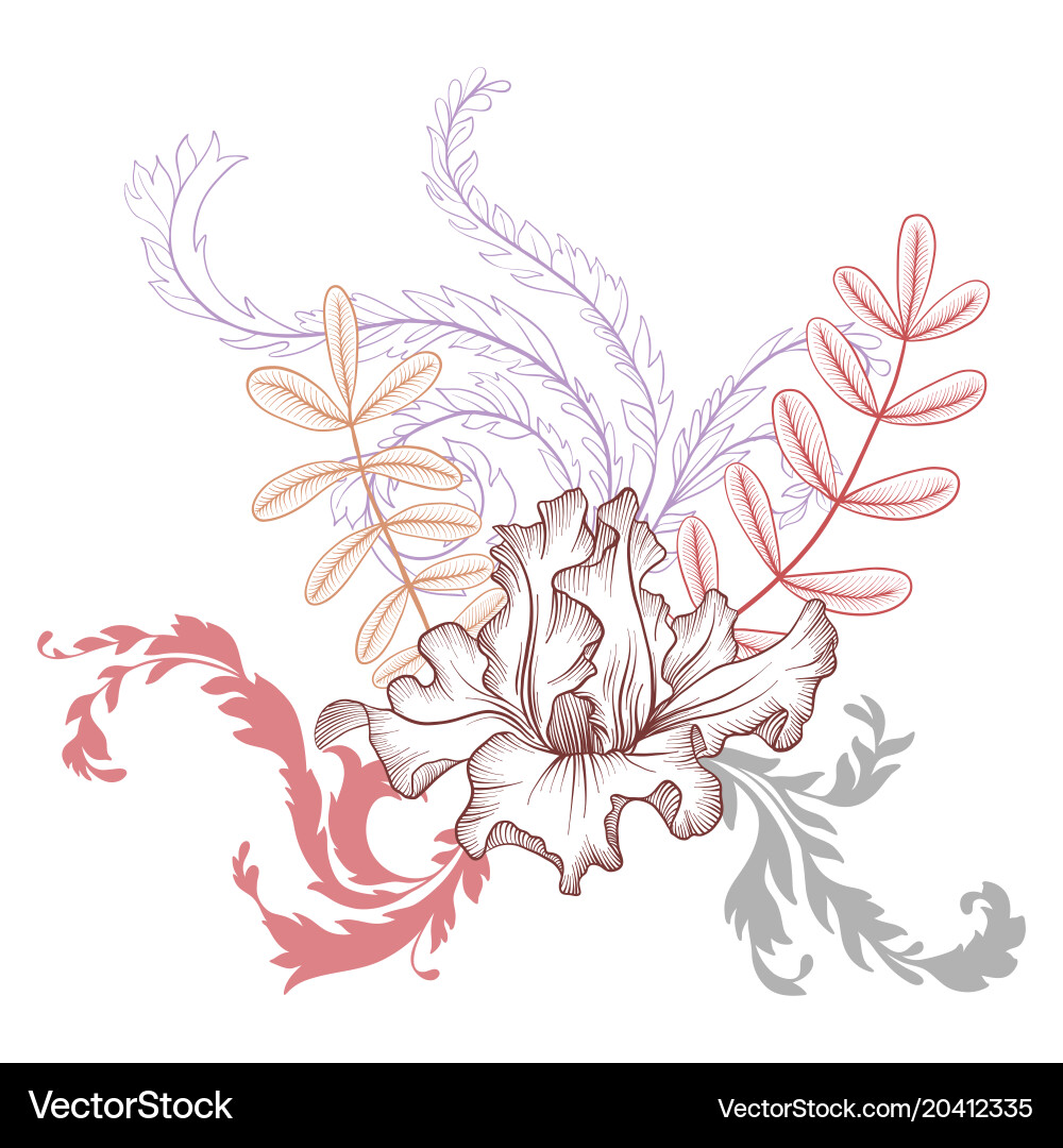Elegant Floral Engraving Royalty Free Vector Image