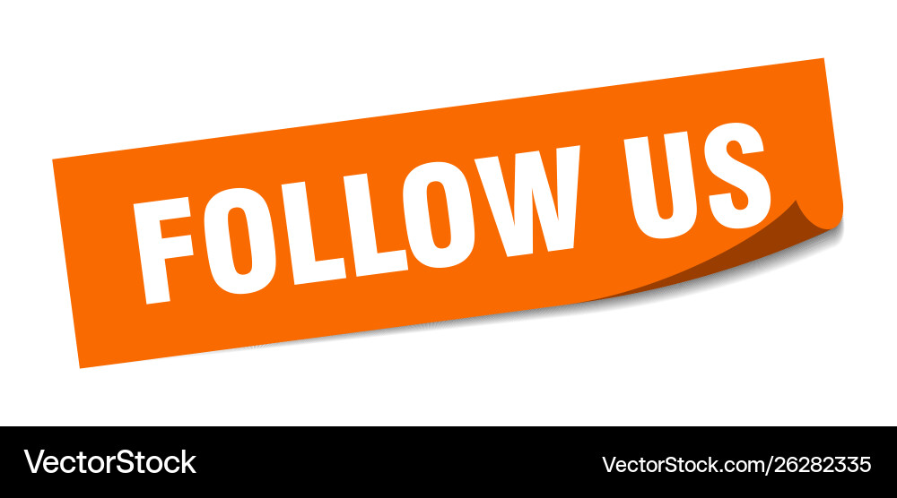 Follow us sticker square isolated sign Royalty Free Vector