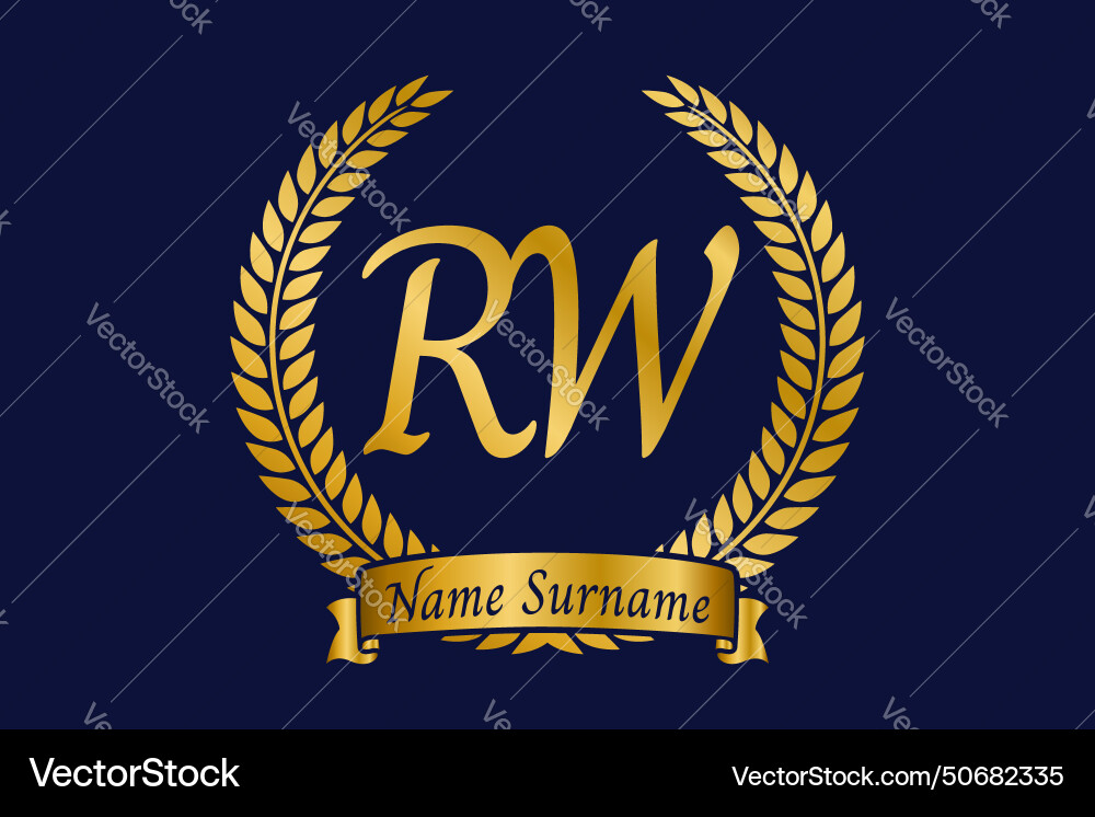 Initial letter r and w rw monogram logo design Vector Image