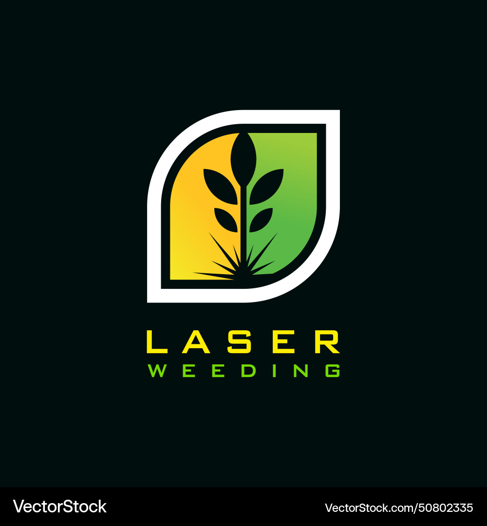 Laser weeding logo weed icon Royalty Free Vector Image