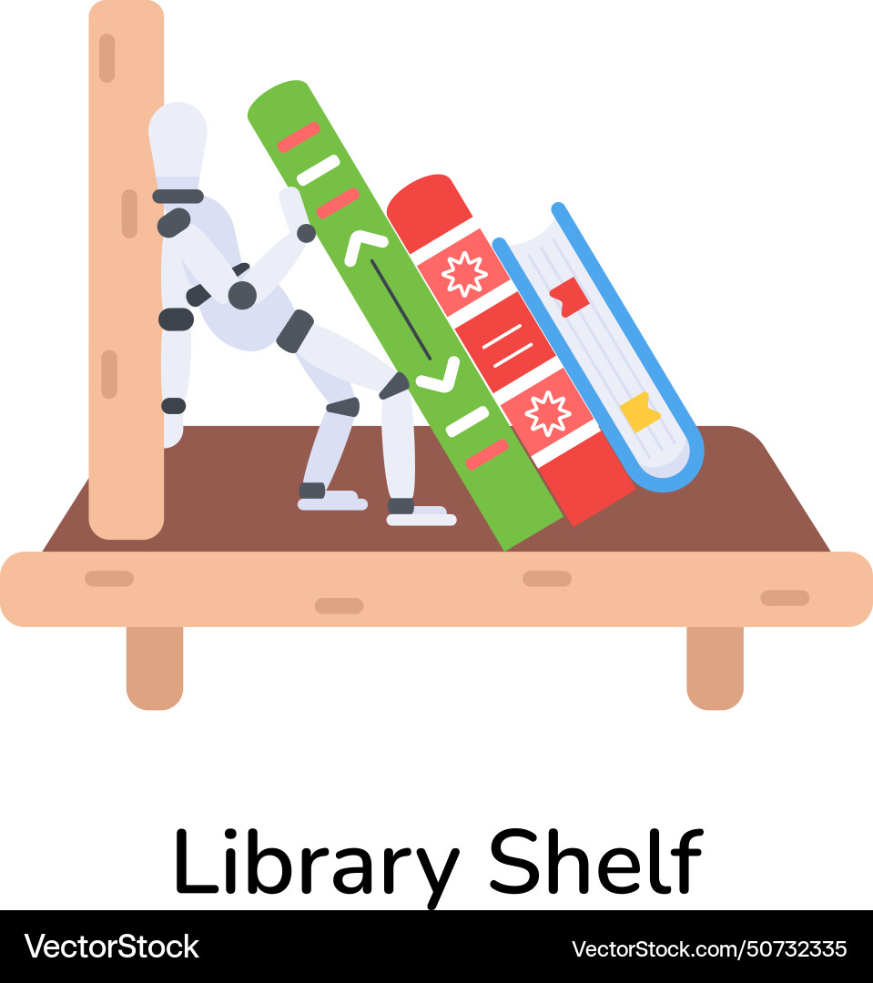 Library shelf Royalty Free Vector Image - VectorStock