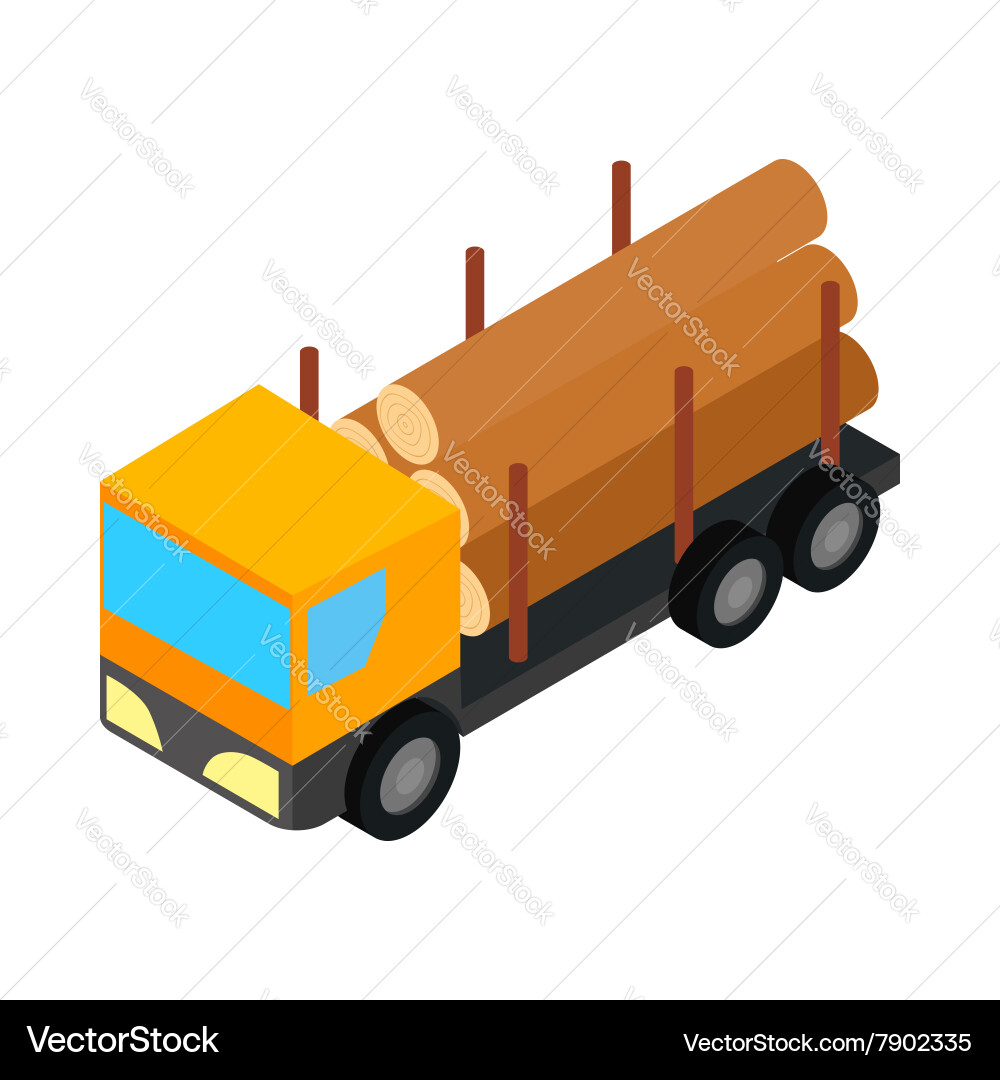 Logging truck icon isometric 3d style Royalty Free Vector
