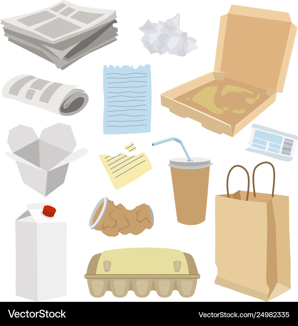 Paper trash icon set garbage recycle concept Vector Image