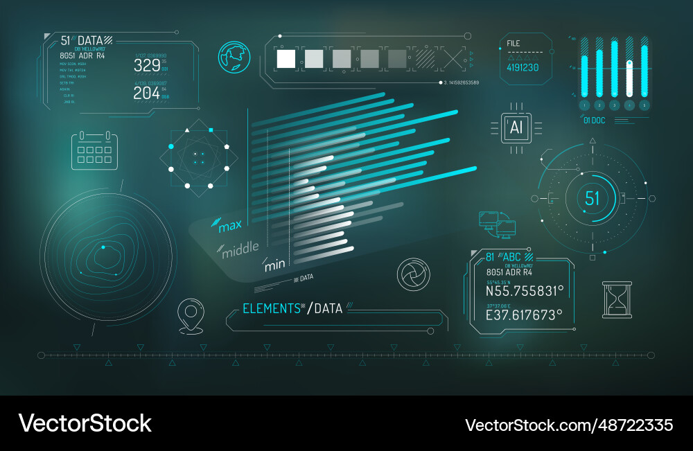 Set of infographic elements about data exchange Vector Image