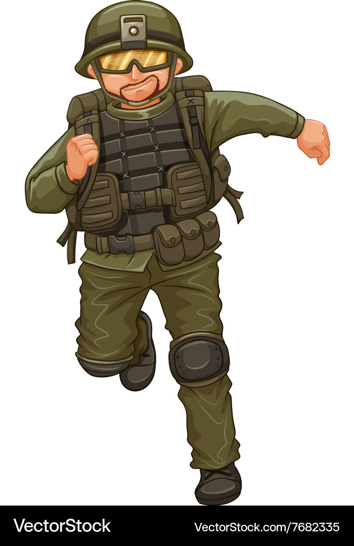 Soldier Running in Military Uniform Royalty Free Vector