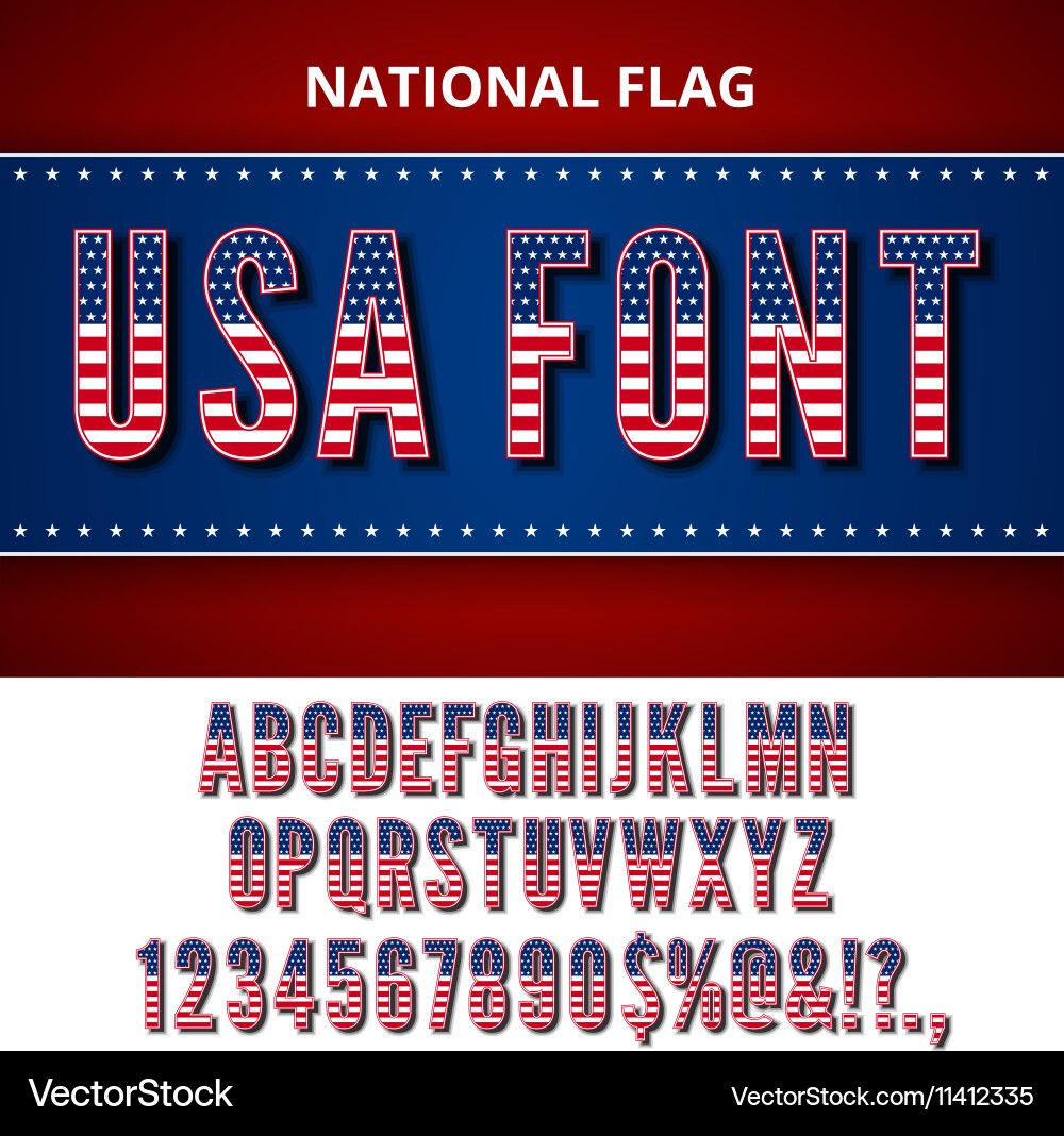 Usa flag font Royalty Free Vector Image - VectorStock