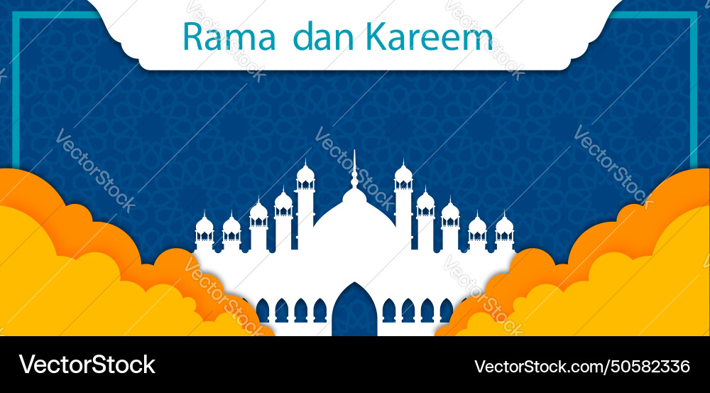 Blue and orange islamic background with a white Vector Image