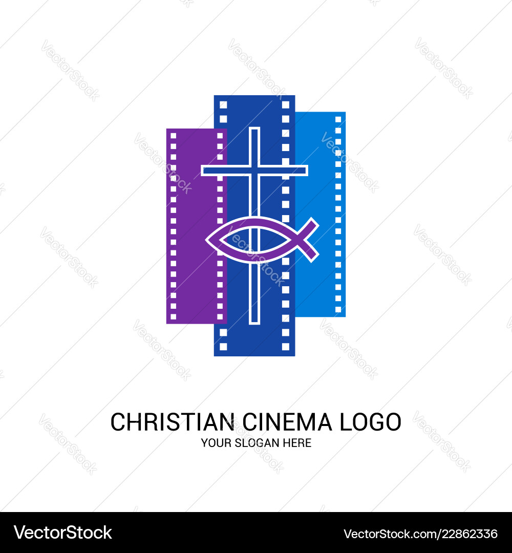 Christian cinema logo Royalty Free Vector Image
