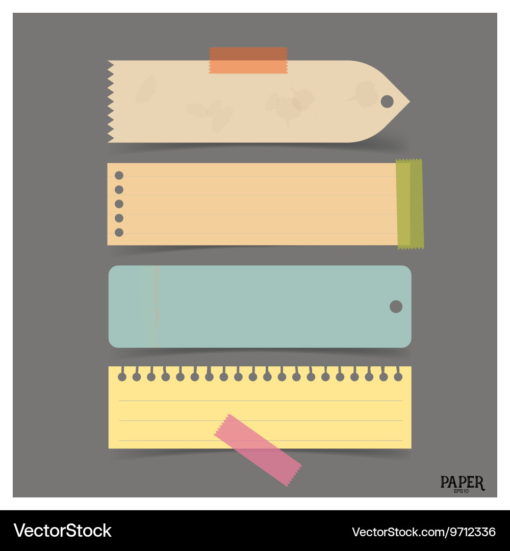 Collection of vintage note papers ready for your Vector Image