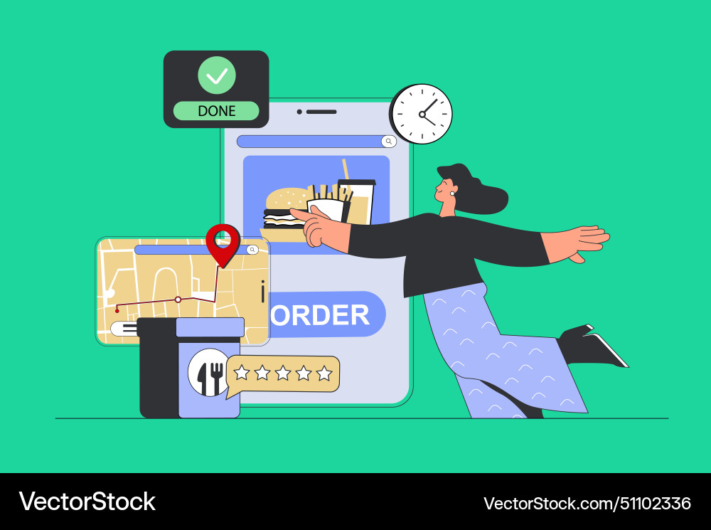 Food delivery concept in modern flat design Vector Image
