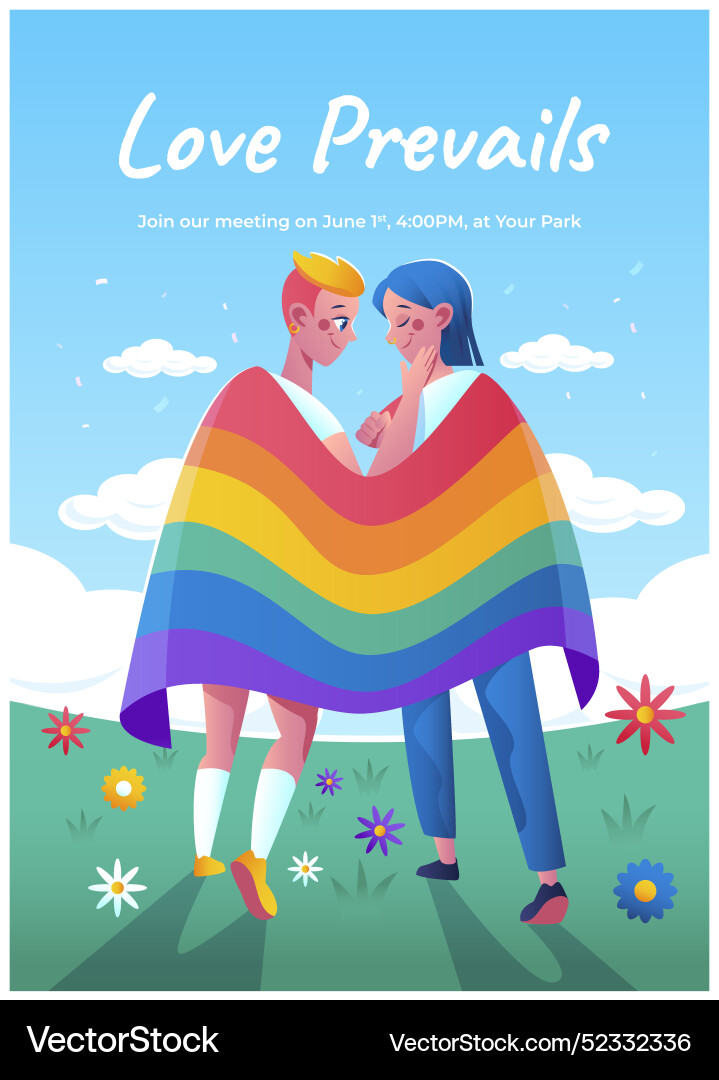 Gradient vertical poster template for pride month Vector Image